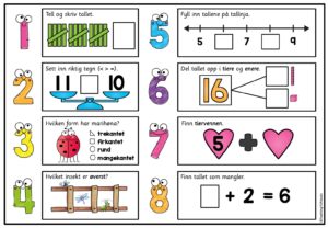 Matematikk for 1.trinn - Repetisjonsoppgaver - Teaching Funtastic