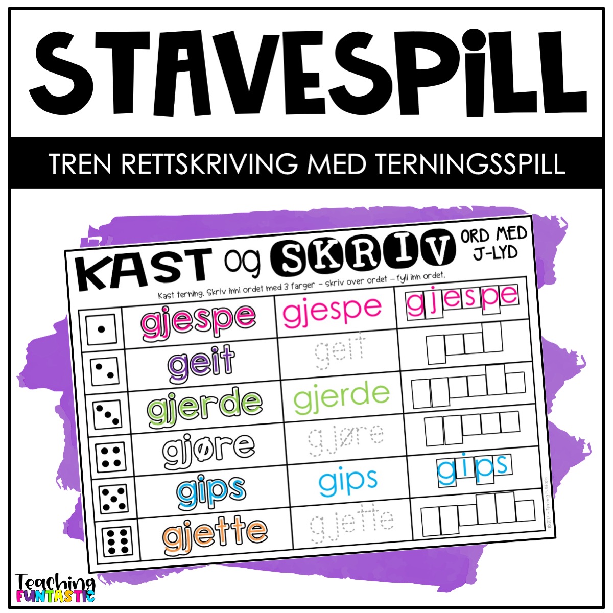 Kast & Skriv Spill | Teaching Funtastic