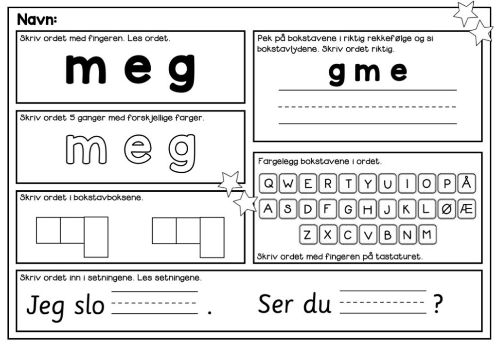 Oppgaver til arbeid med høyfrekvente ord ‎| Teaching FUNtastic