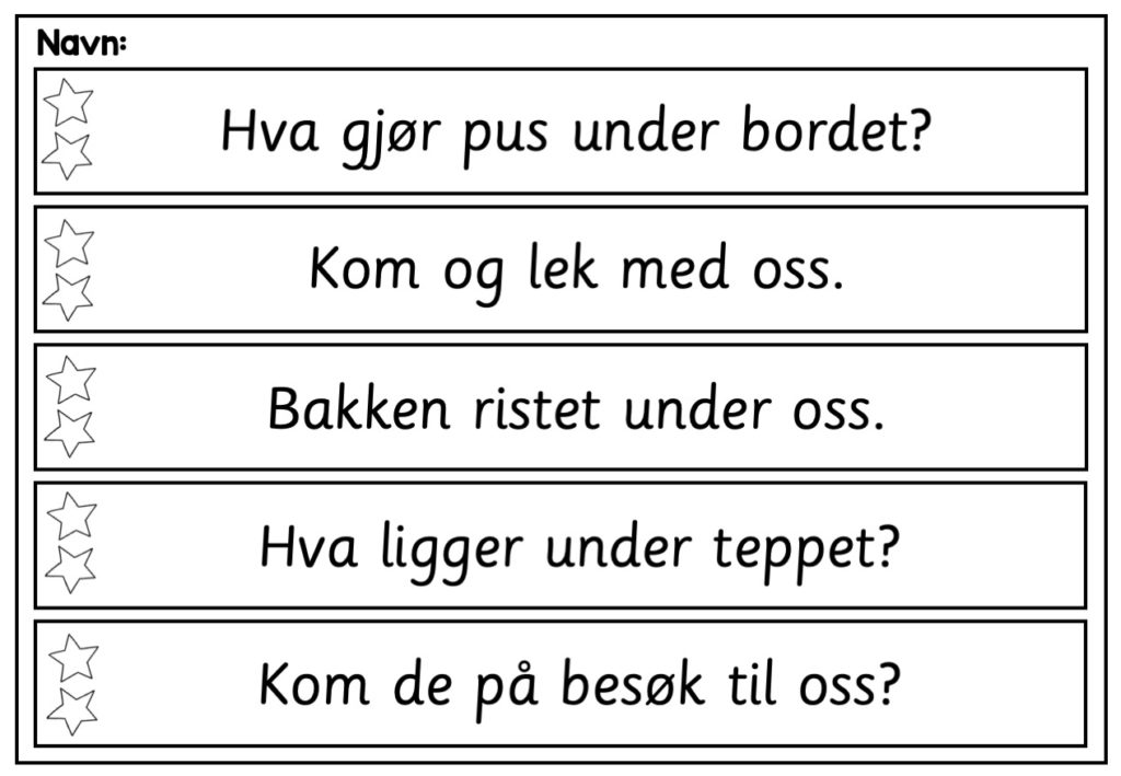 Oppgaver til arbeid med høyfrekvente ord ‎| Teaching FUNtastic