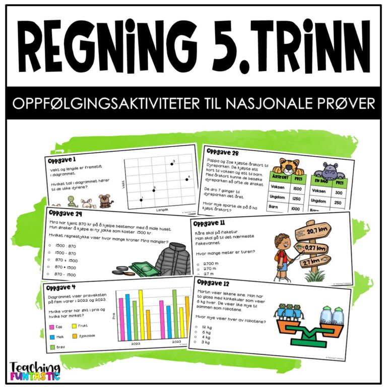 Matematikk for 1.trinn - Repetisjonsoppgaver - Teaching Funtastic