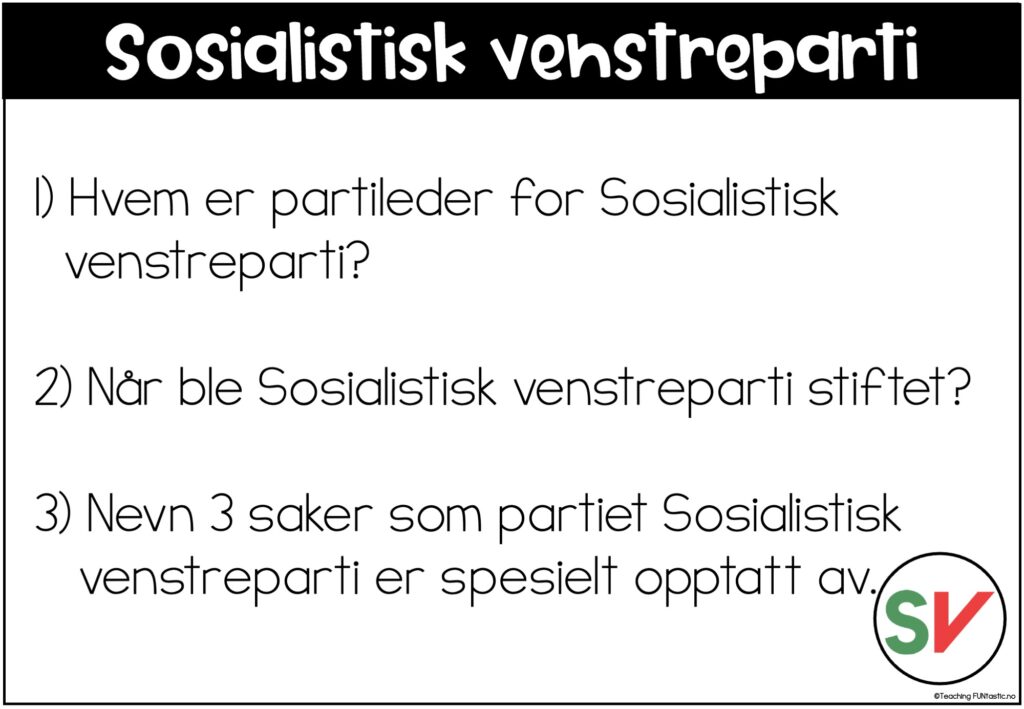 Politiske partier - Les og lær med Faktakort ‎| Teaching FUNtastic