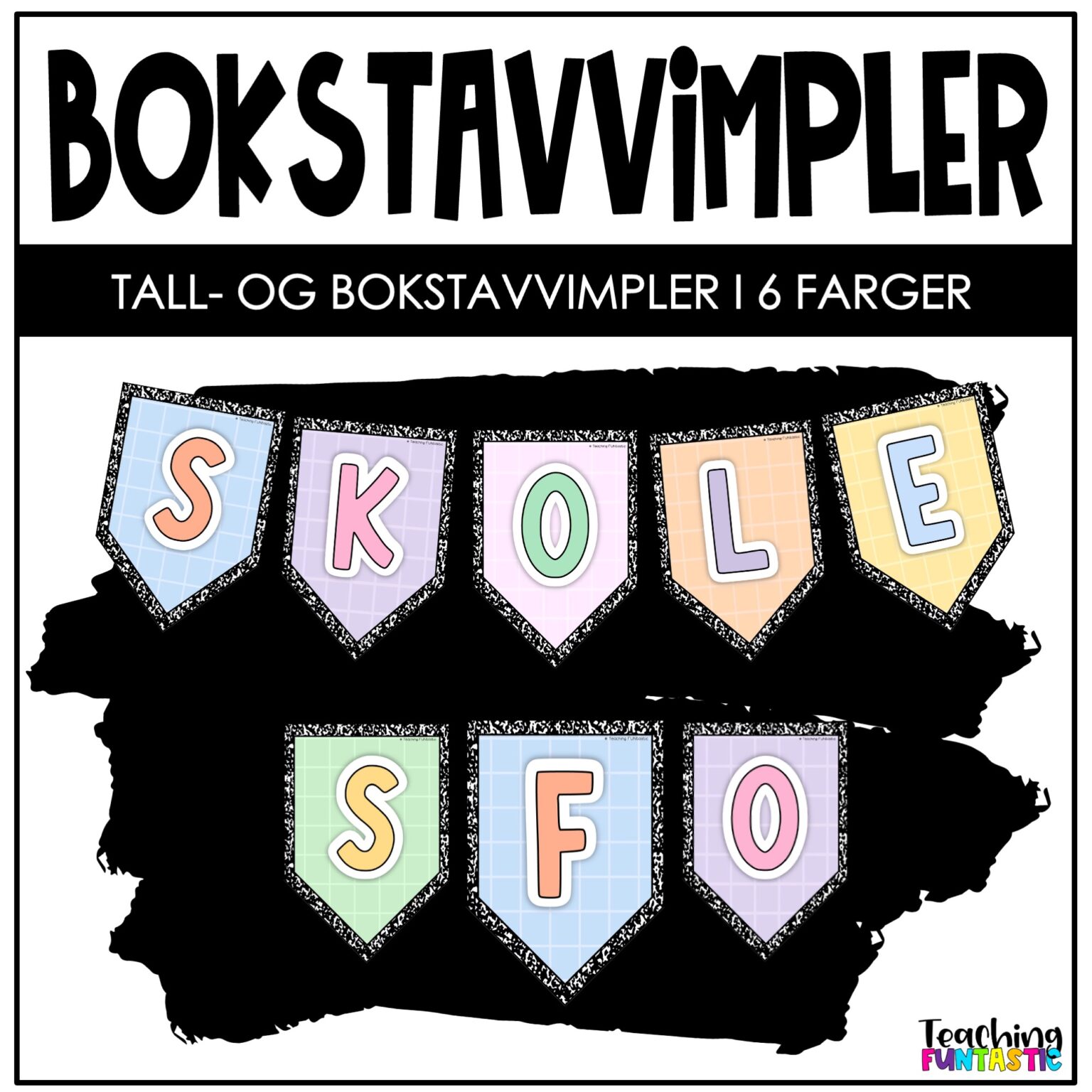 Tall- og bokstavvimpler - Teaching Funtastic