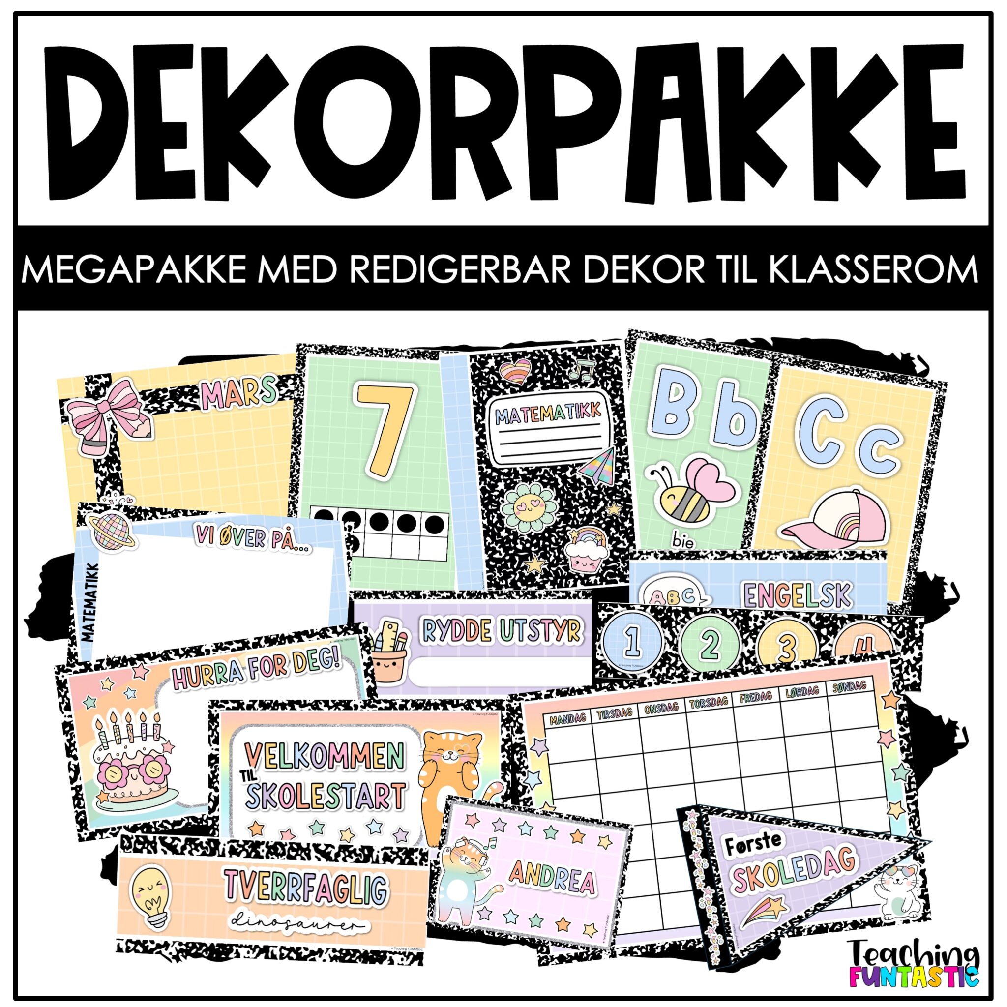 Dagsplan med ekstra redigerbare dagsplankort Pastell - Teaching Funtastic