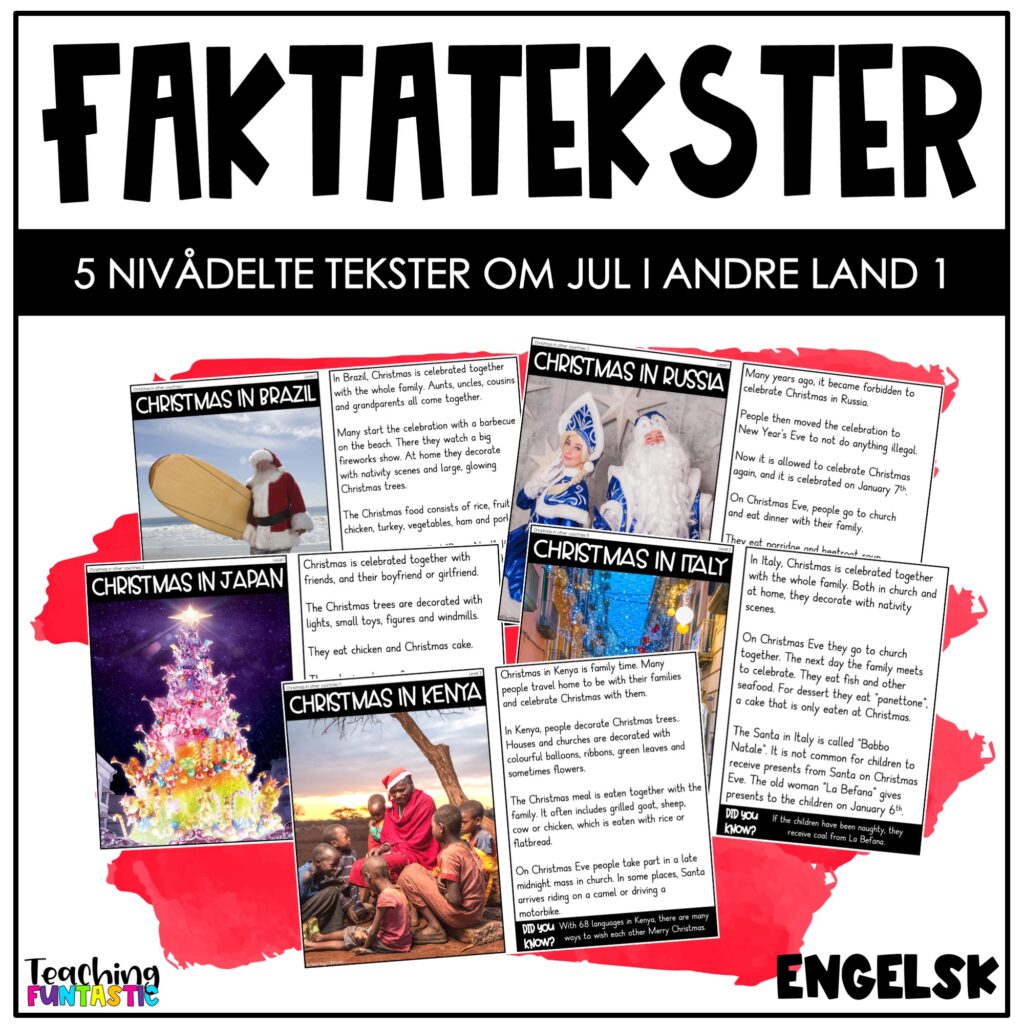 Leseforståelse - Faktatekster om jul i andre land - Teaching Funtastic