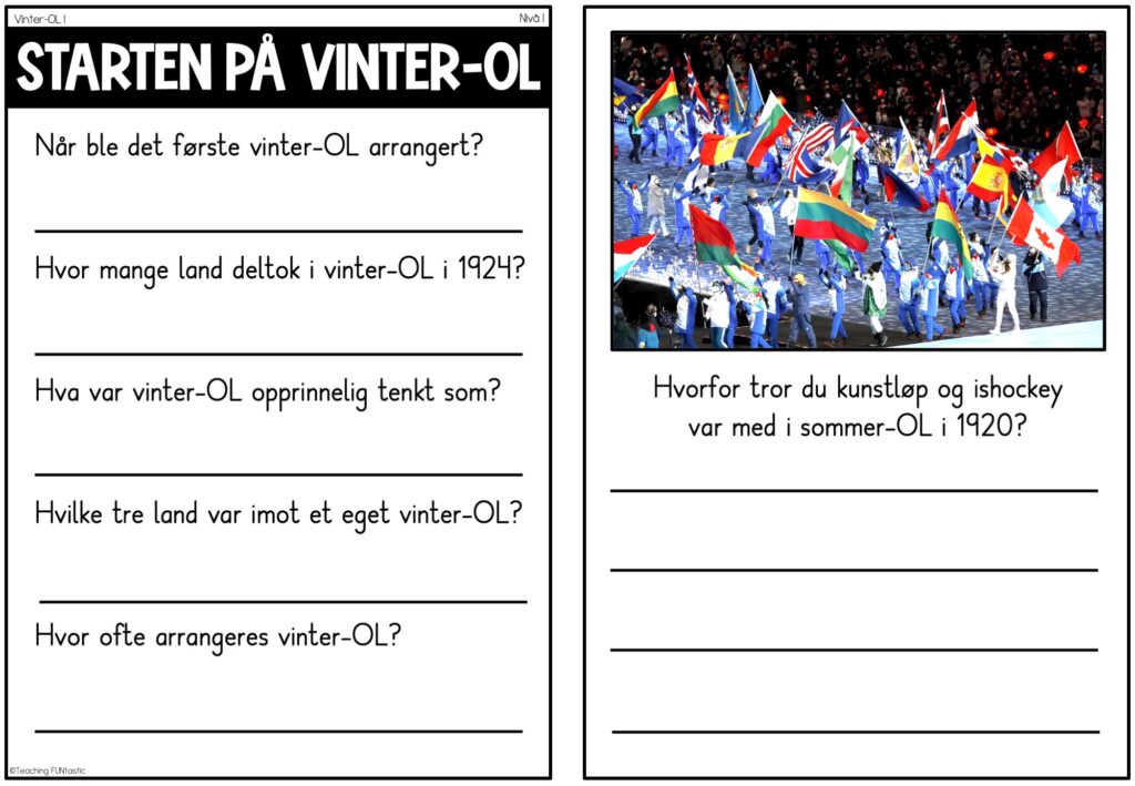 Nivådelte lesetekster - Faktatekster om Vinter-OL- Teaching Funtastic