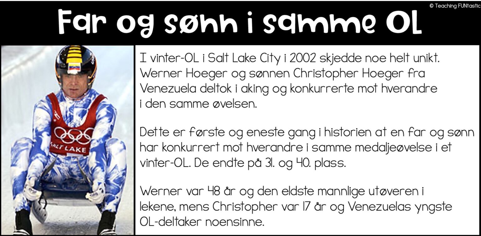 Lesekort - Spennende fakta om Vinter-OL ‎| Teaching FUNtastic